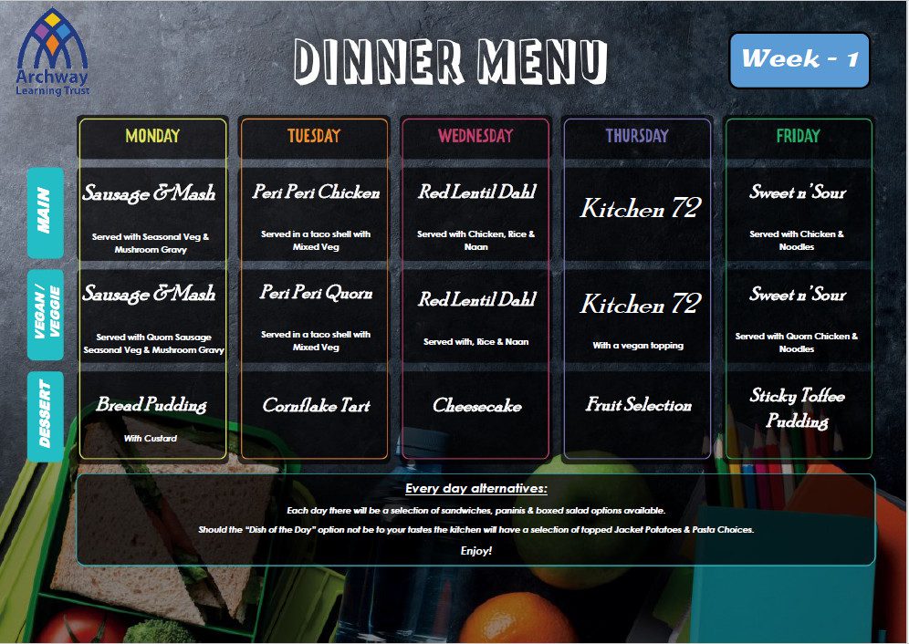 School Dinner Menus - Bluecoat Aspley Academy