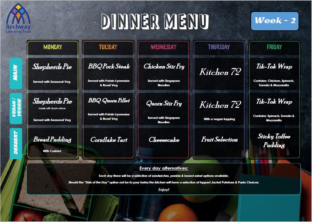 School Dinner Menus - Bluecoat Aspley Academy