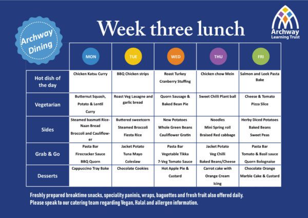 School Dinner Menus - Bluecoat Aspley Academy
