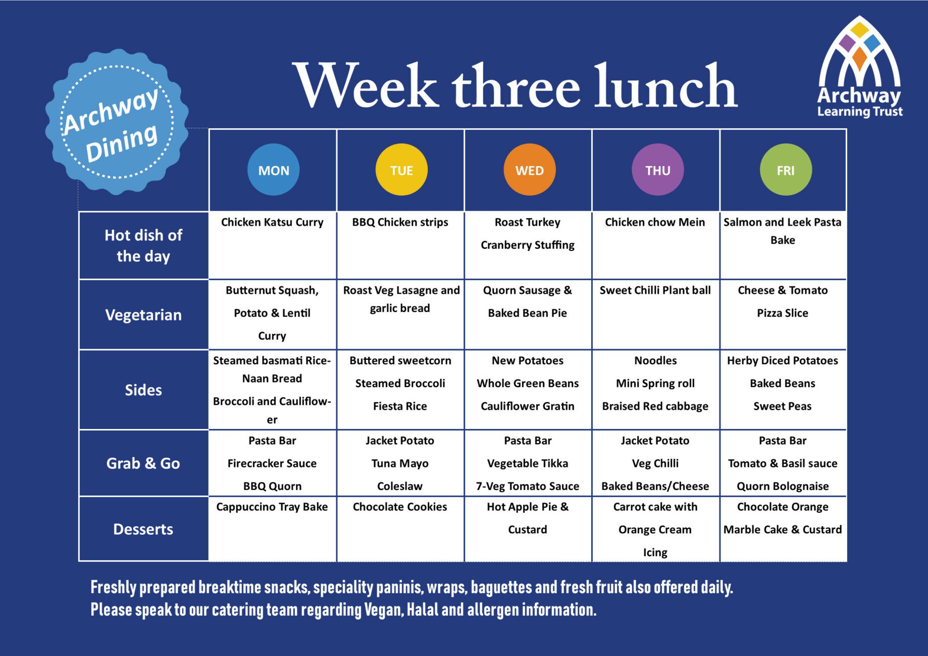 School Dinner Menus - Bluecoat Aspley Academy