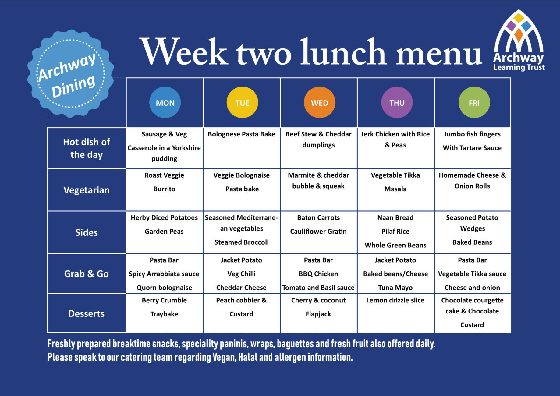 School Dinner Menus - Bluecoat Aspley Academy