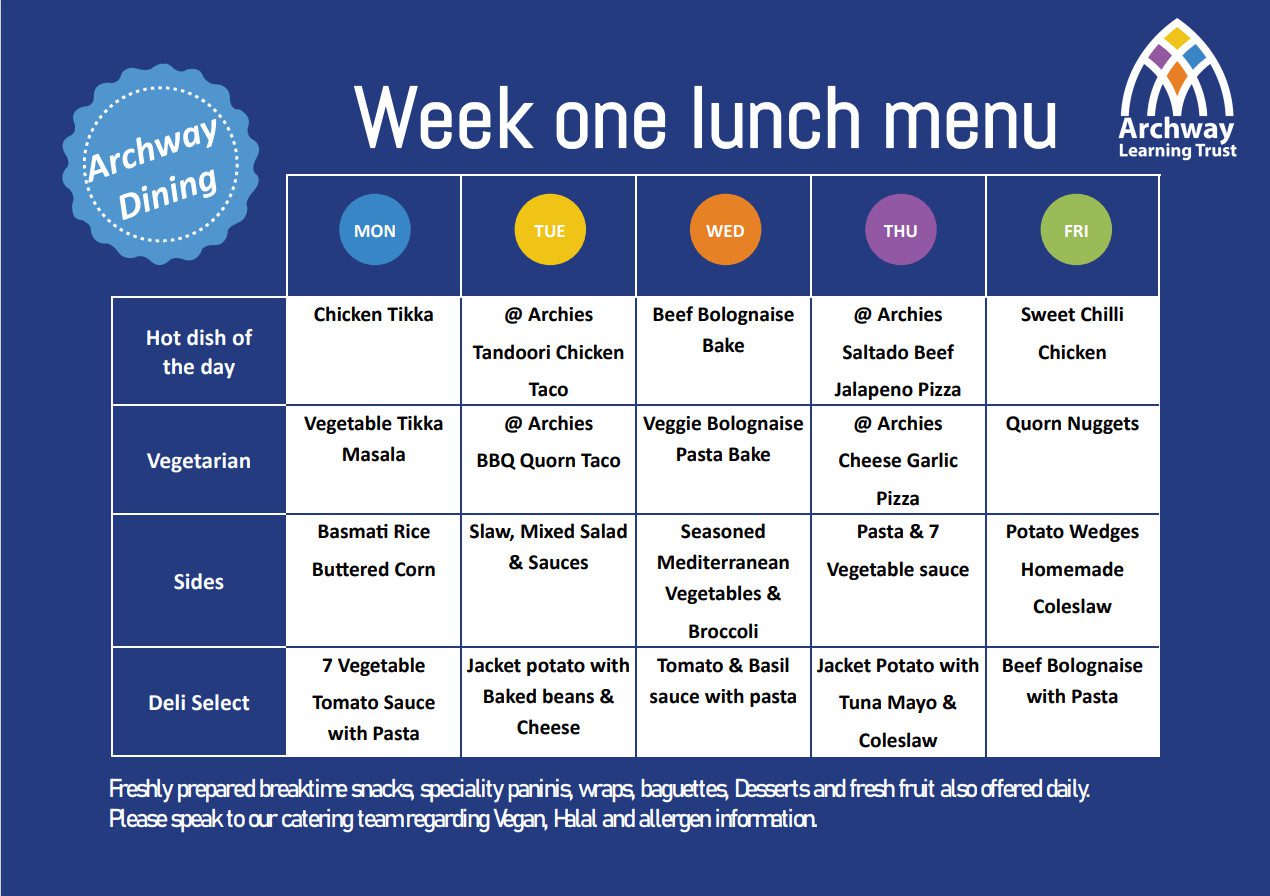 School Dinner Menus - Bluecoat Aspley Academy
