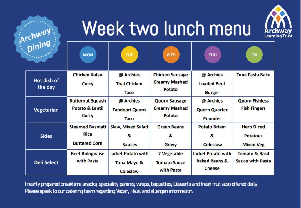 School Dinner Menus - Bluecoat Aspley Academy