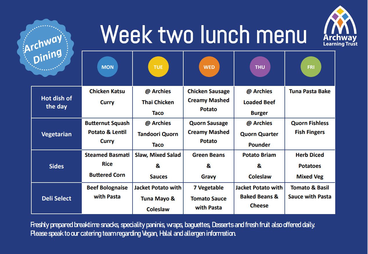 School Dinner Menus - Bluecoat Aspley Academy
